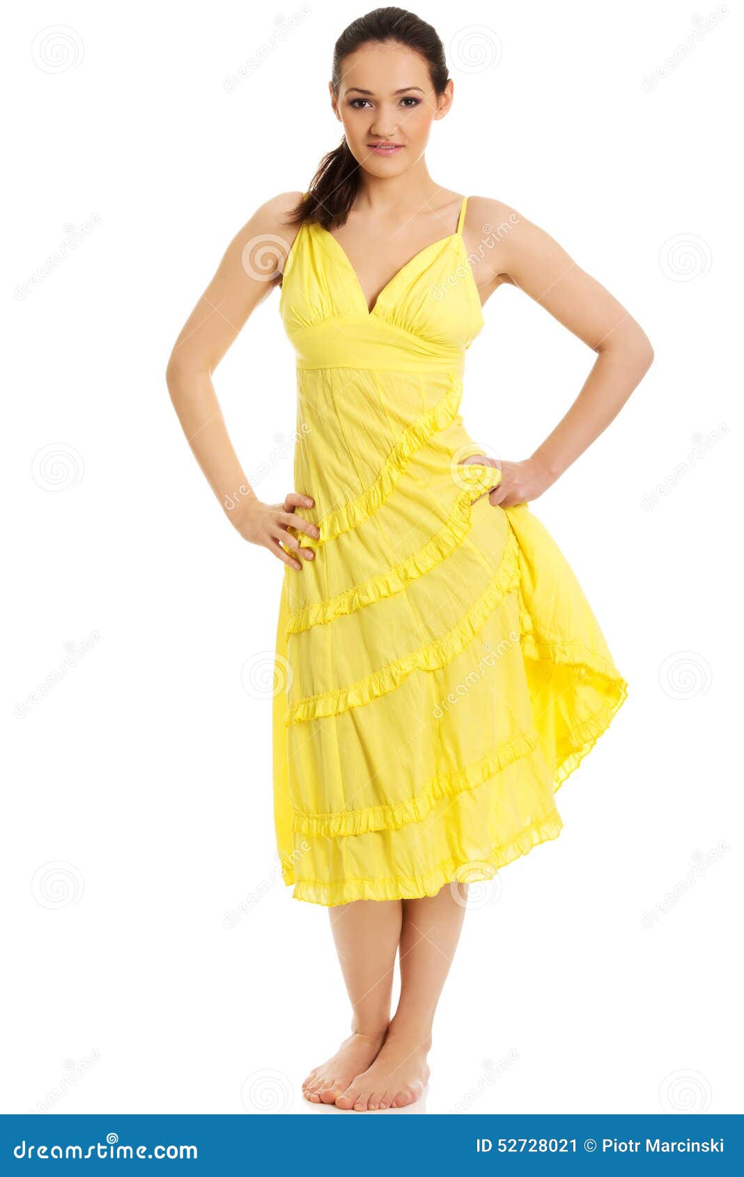 Beautiful Female Model In Yellow Dress Stock Image Image Of Hair