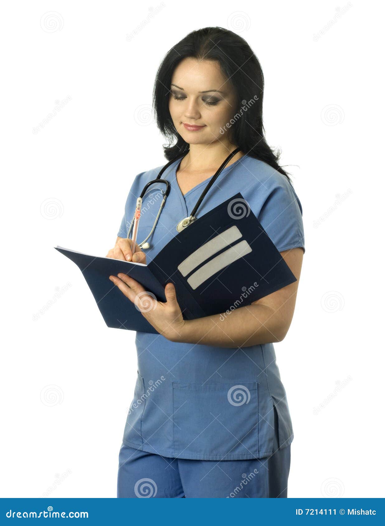 Beautiful Female Nurse Writing Stock Image - Image of hospital ...