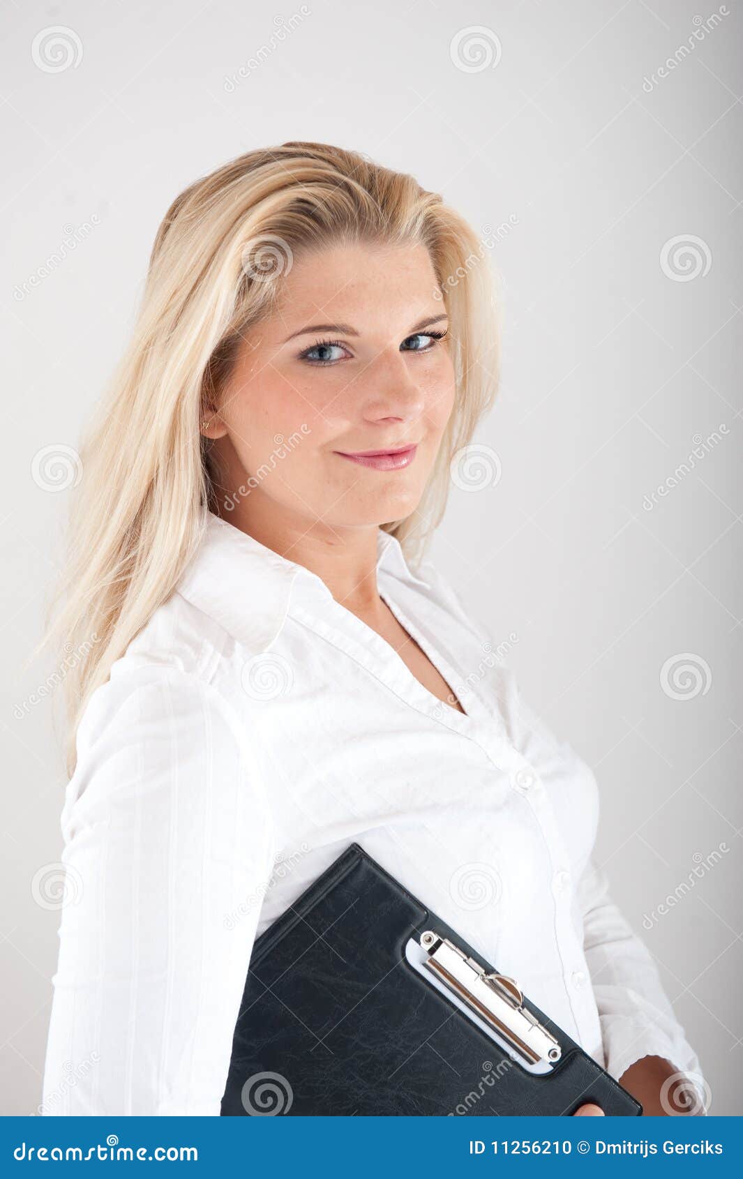 Beautiful Female Office Worker with a Folder Stock Photo - Image of ...