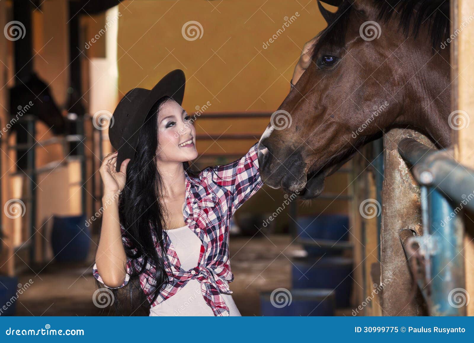 Beautiful Female Rider and Horse at Ranch Stock Image - Image of love ...