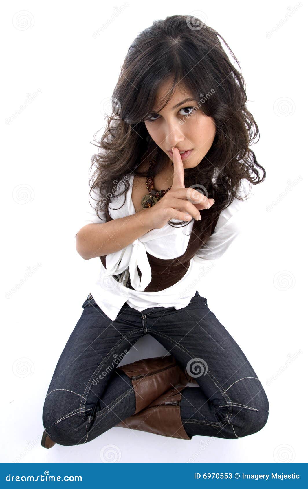 Beautiful female shushing stock image. Image of american - 6970553