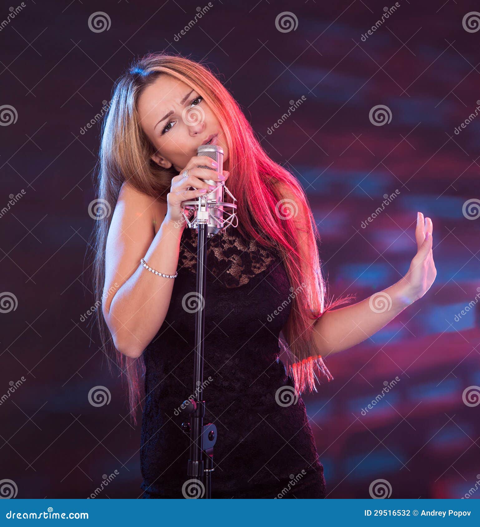 Beautiful female singer stock photo. Image of miniskirt - 29516532