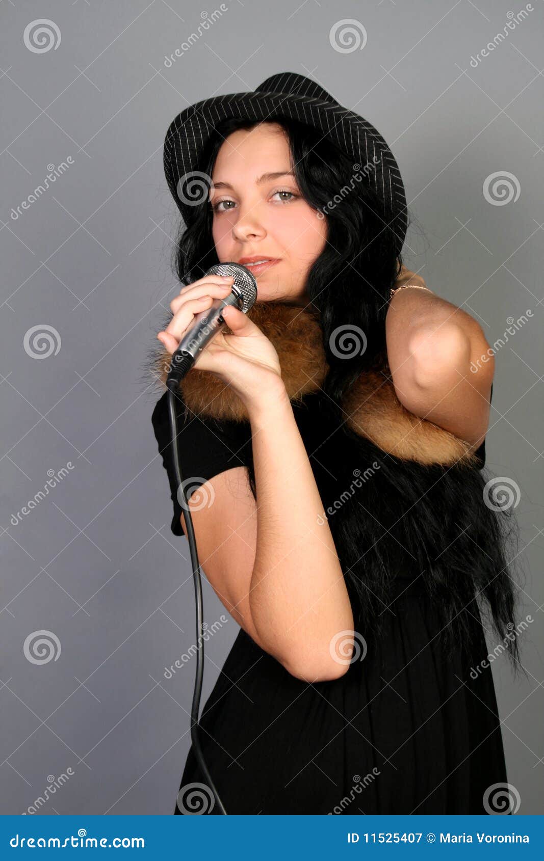 Beautiful Female Singer Singing a Song Stock Image - Image of music ...