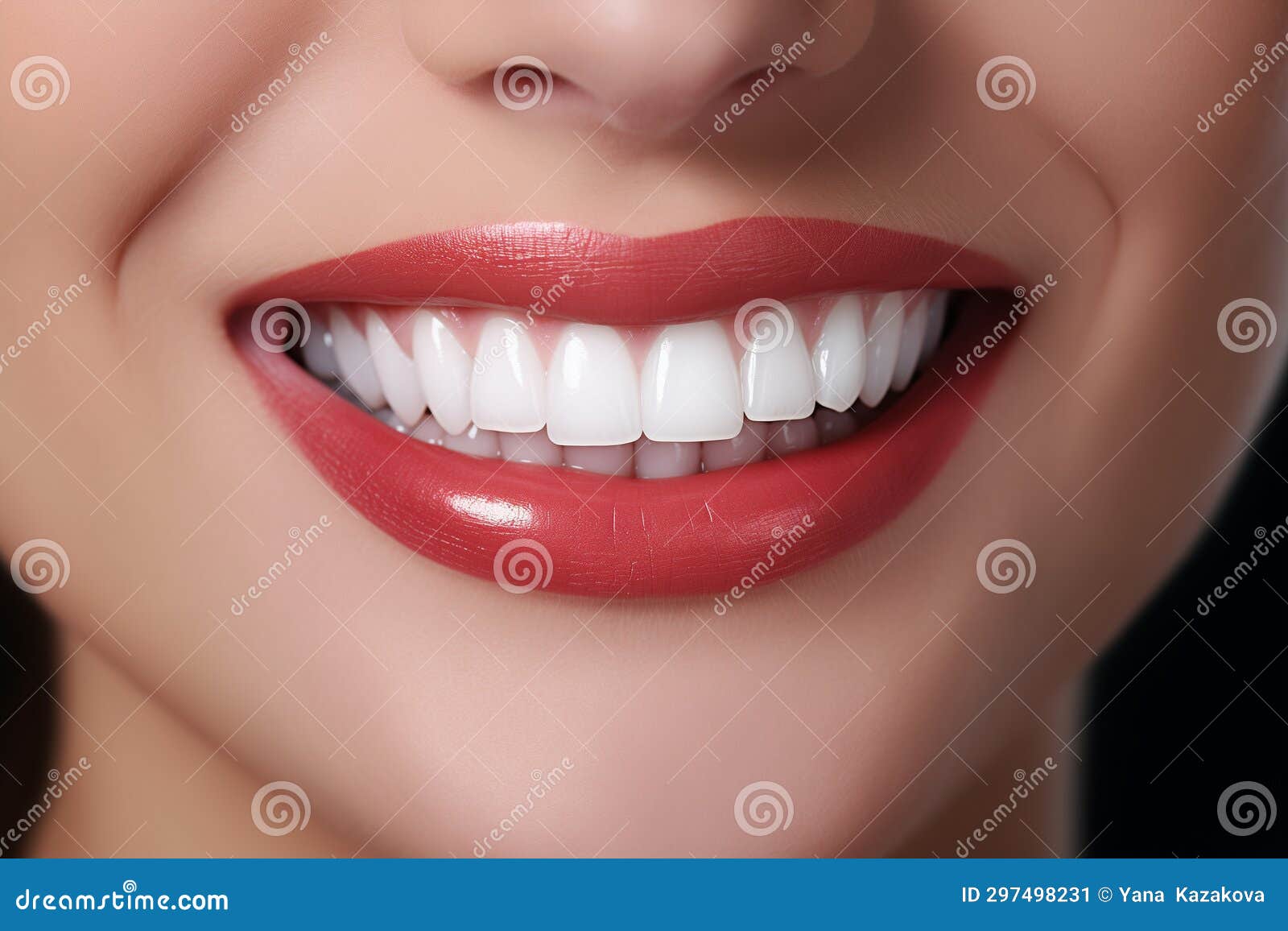 A Beautiful Female Smile with Snow-white Even Teeth Stock Illustration ...