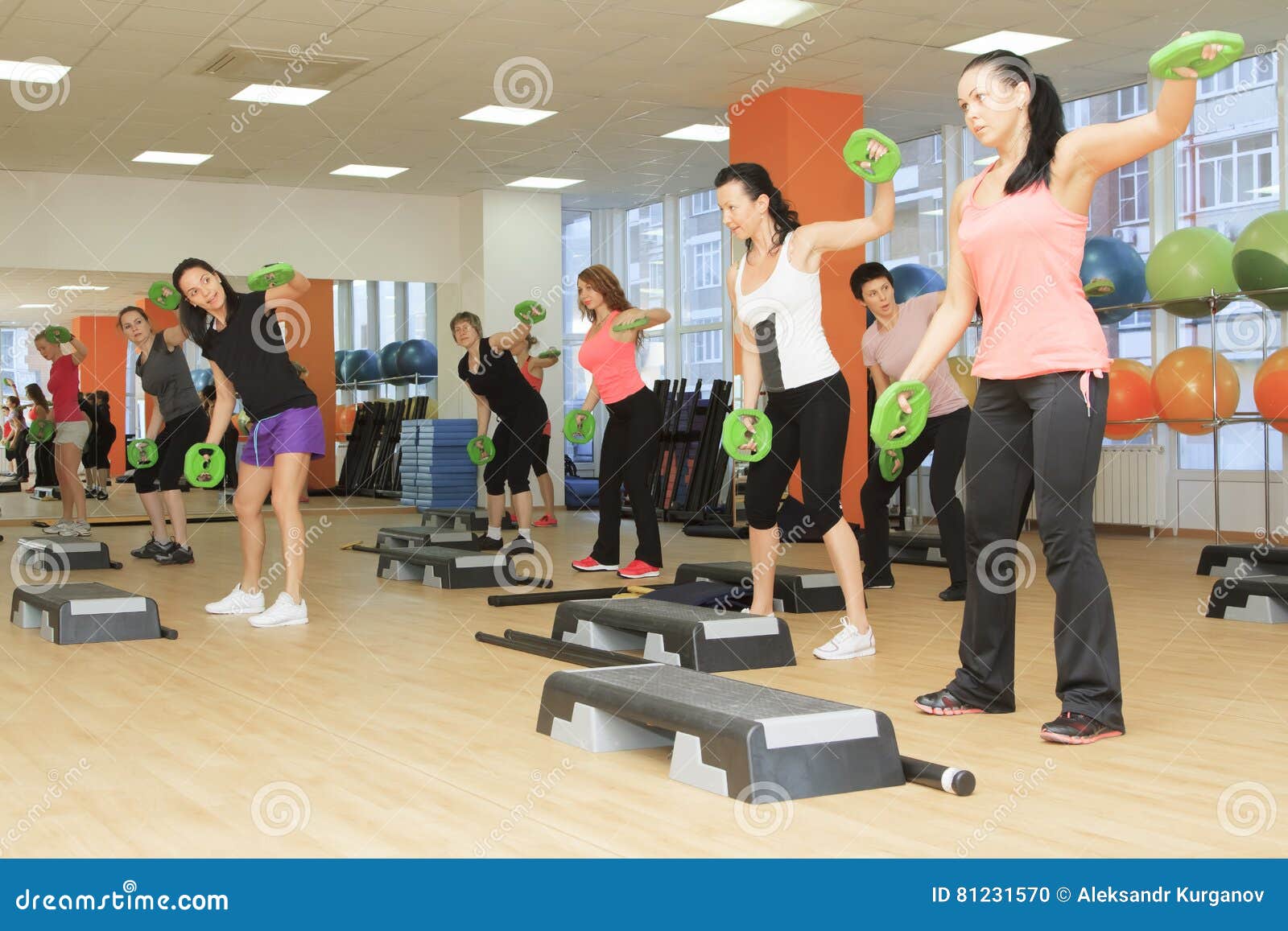 Beautiful Female on the Step Board Stock Photo - Image of dumbbells ...