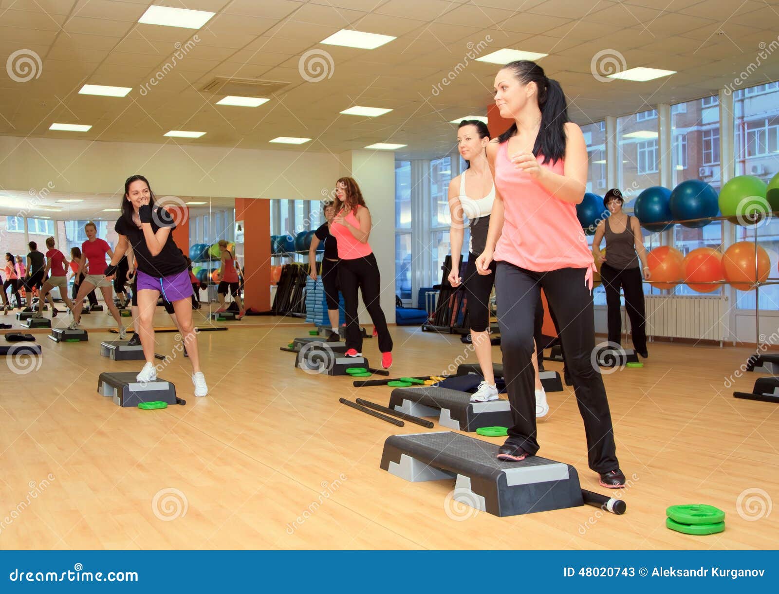 Beautiful Female on the Step Board during Exercise Stock Image - Image ...