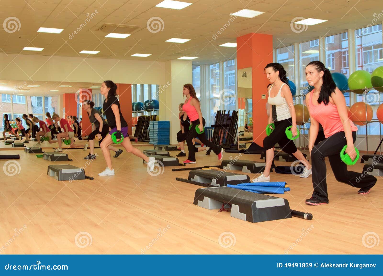 Beautiful Female on the Step Board during Exercise Stock Image - Image ...