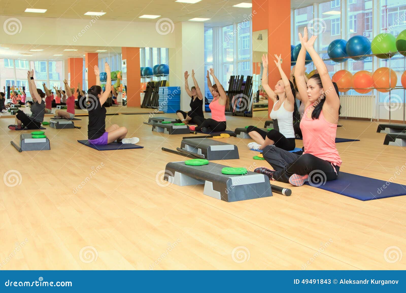 Beautiful Female on the Step Board during Exercise Stock Image - Image ...