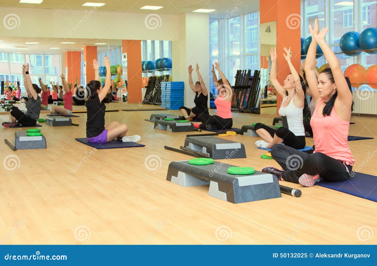 Beautiful Female on the Step Board during Yoga Exercise Stock Image ...