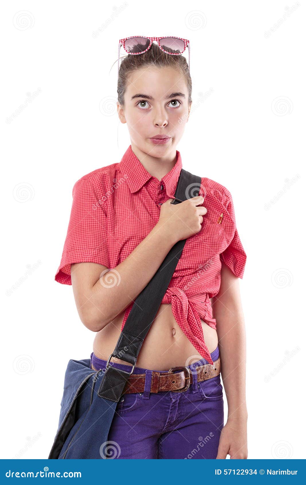 Beautiful Female Student with Blue Bag Stock Photo - Image of ...