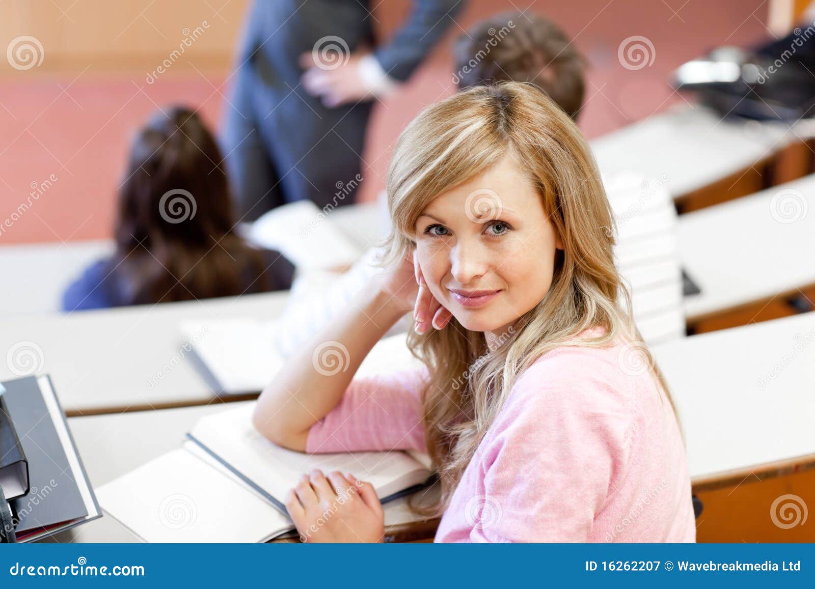 Beautiful Female Student during a Lesson Stock Image - Image of woman ...