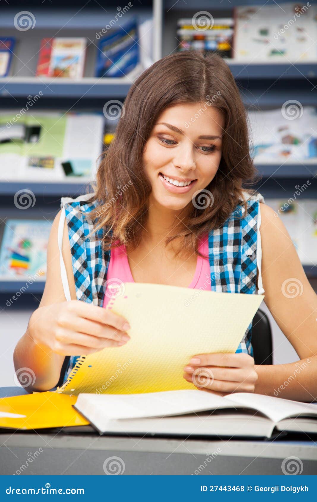 Beautiful Female Student in a Library Stock Photo - Image of attractive ...