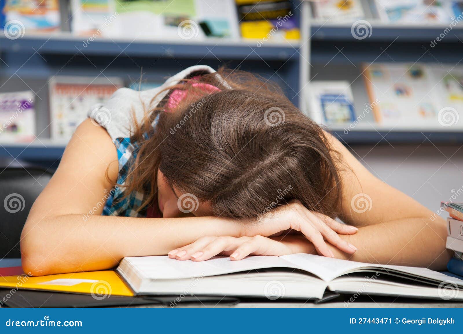 Beautiful Female Student in a Library Stock Image - Image of american ...