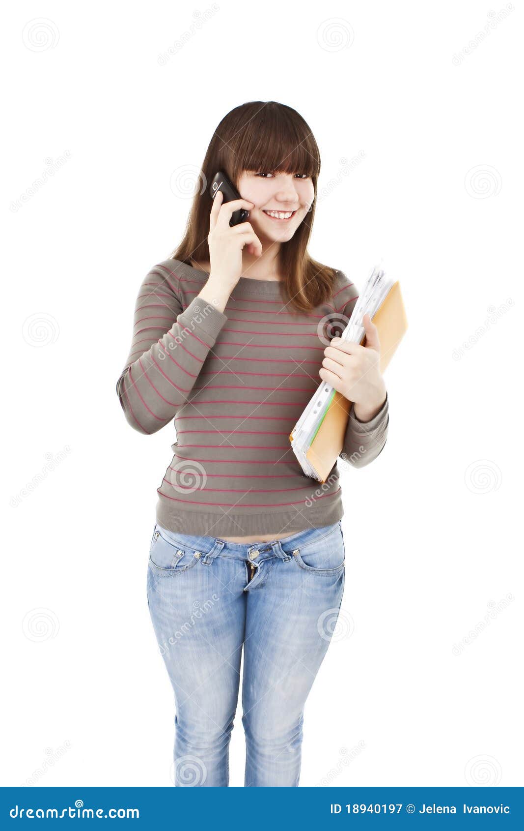 Beautiful Female Student Making a Phone Call Stock Image - Image of ...