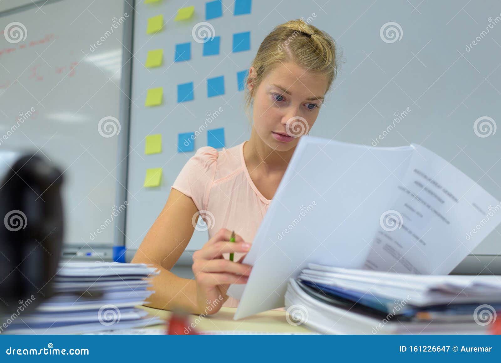 Beautiful Female Student in Panic Stock Image - Image of college, adult ...