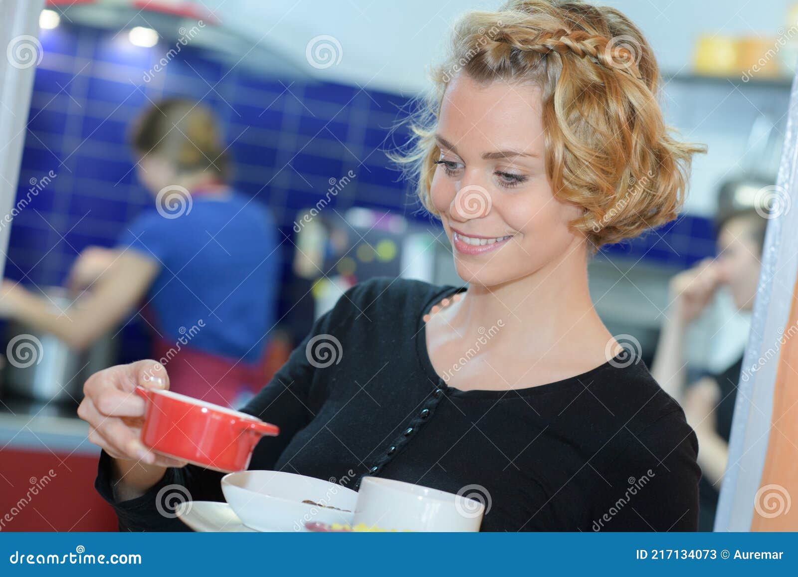 Beautiful Female Waitress Placing Order Stock Image - Image of waitress ...