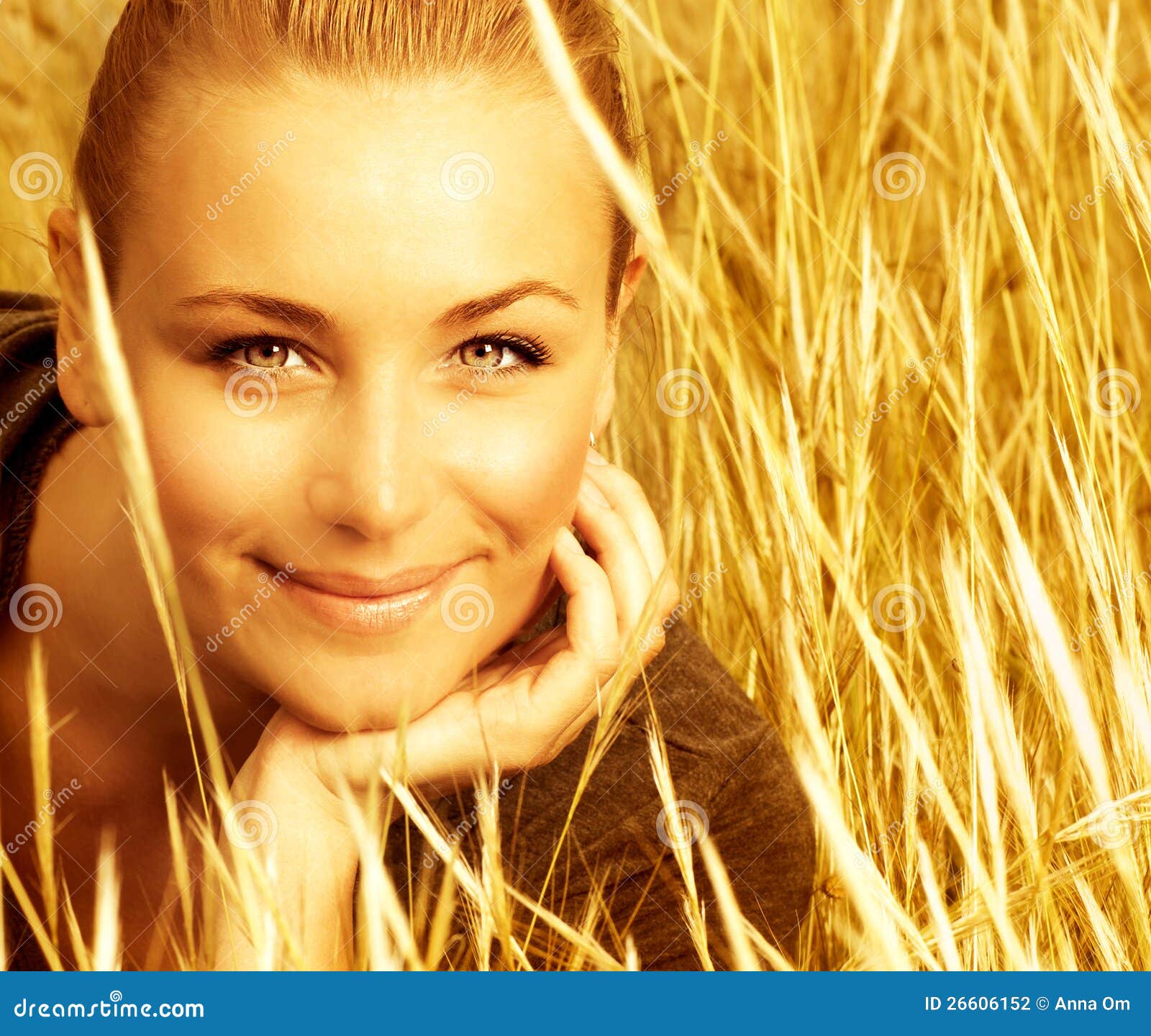 Beautiful Female on Wheat Field Stock Photo - Image of countryside ...