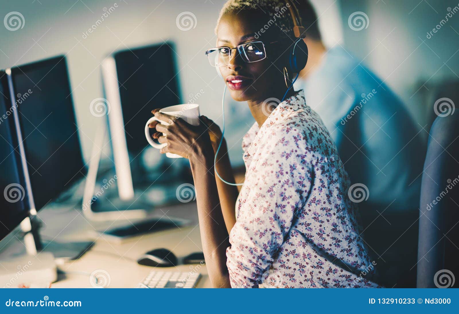 Beautiful Female Working at it Company Stock Image - Image of people ...