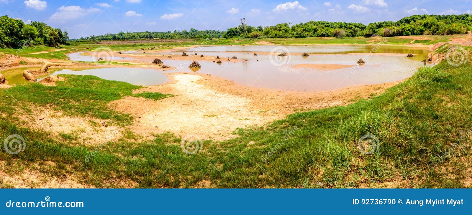 Landscape Photo of Beautiful Scenery with Lake, Grass Field and Hill ...