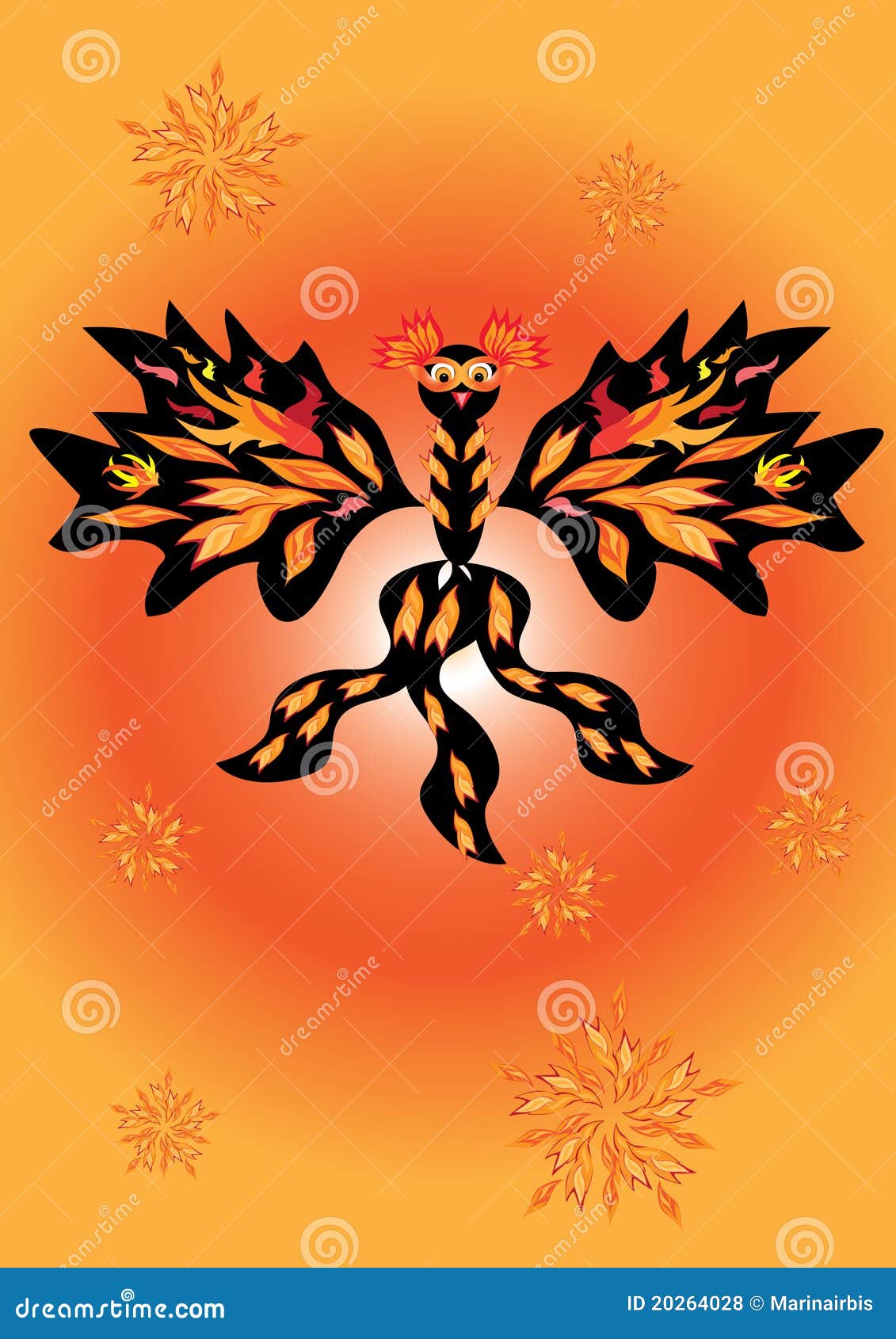 Beautiful Fiery Bird in a Mask Stock Vector - Illustration of burning ...