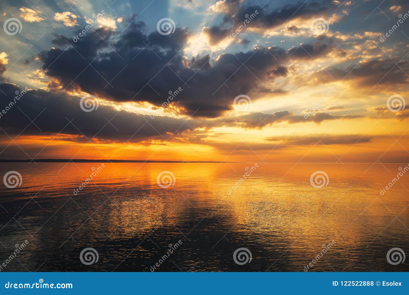 Beautiful Fiery Sunset Sky on the Beach. Stock Photo - Image of ...