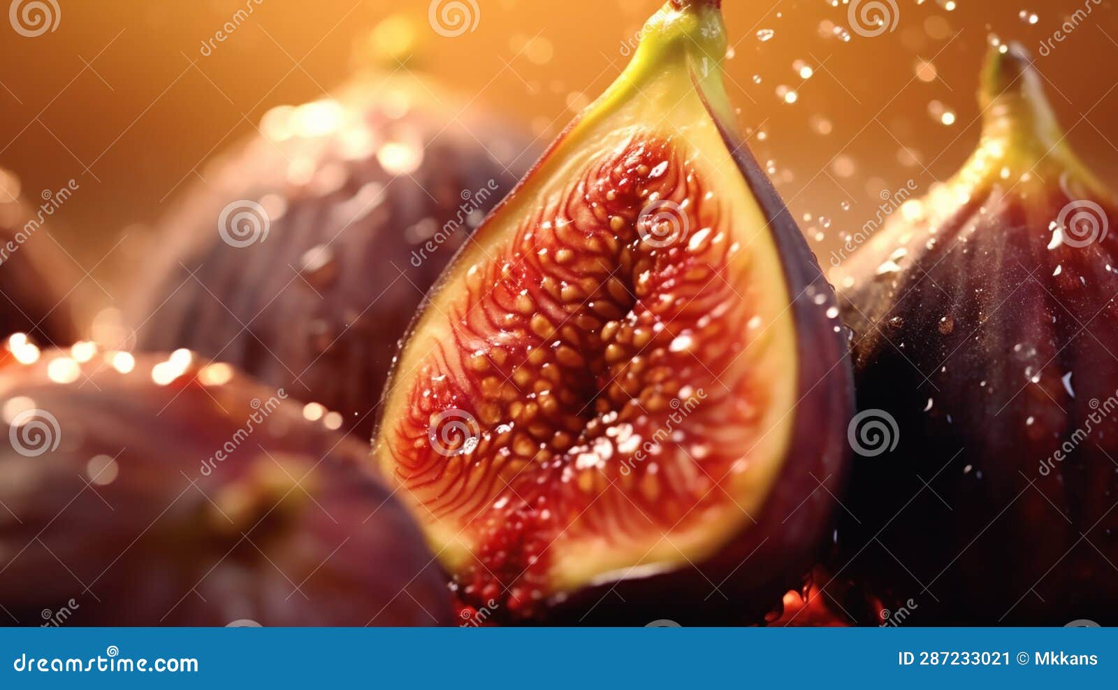 Beautiful Fig with Dew Droplets Stock Illustration - Illustration of ...