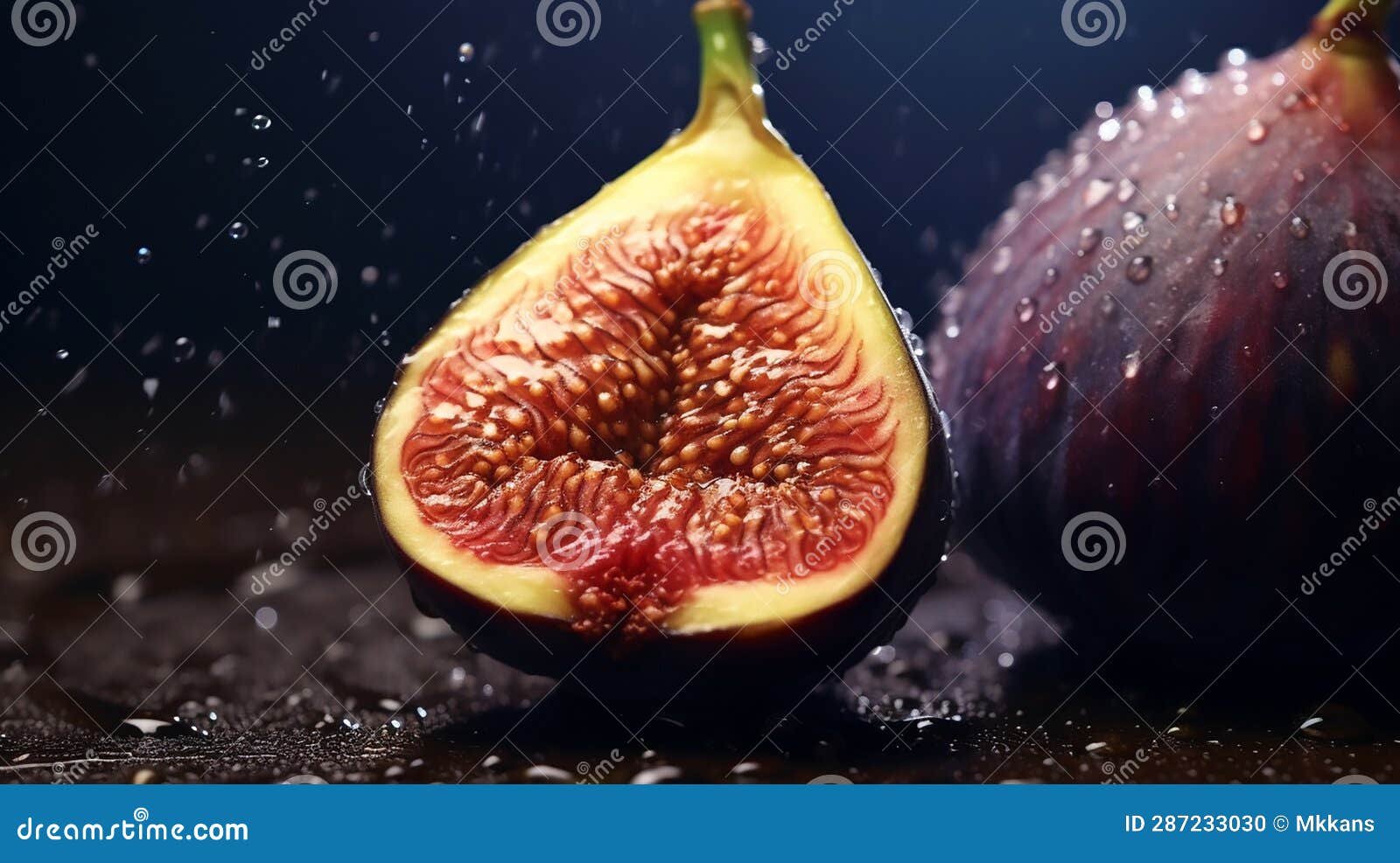Beautiful Fig with Dew Droplets Stock Illustration - Illustration of ...