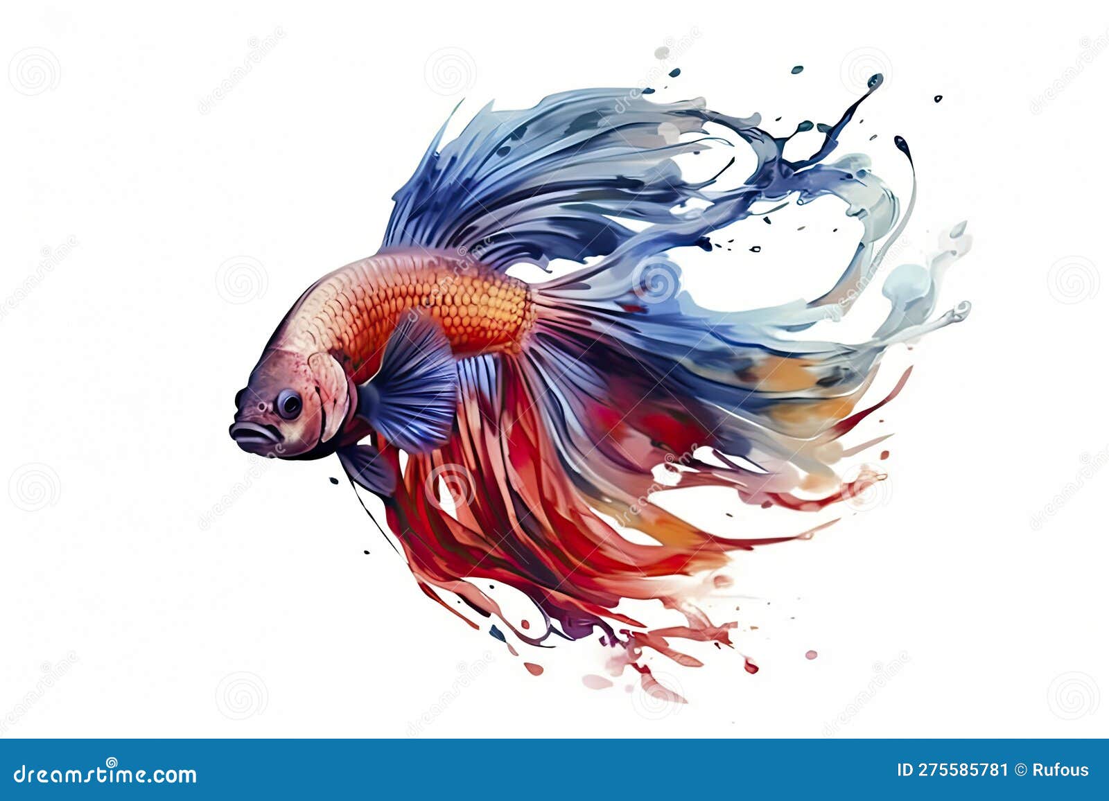Beautiful Fighting Fish Art on White Background Stock Illustration ...