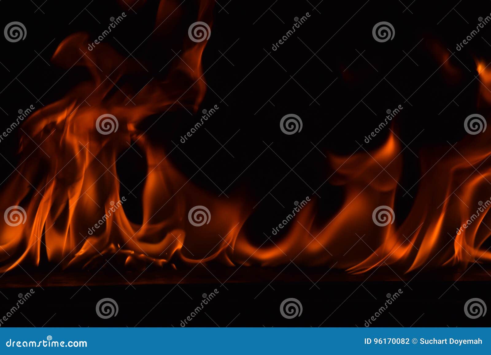 Beautiful Fire Flames on Black Background Stock Photo - Image of fuel ...