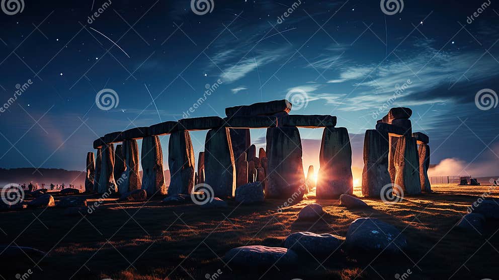 Beautiful Fire Torches on an Ancient Stone Circle Landscape Background ...
