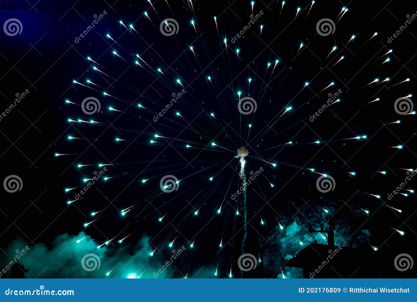 Beautiful Firework on Night Sky Background Stock Image - Image of ...
