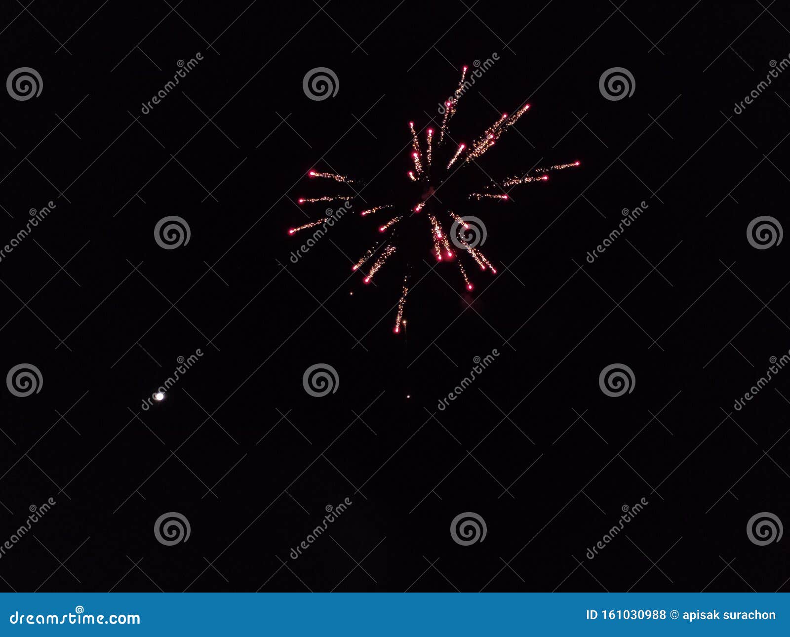 Beautiful Firework in Full Moon Night Stock Photo - Image of night ...