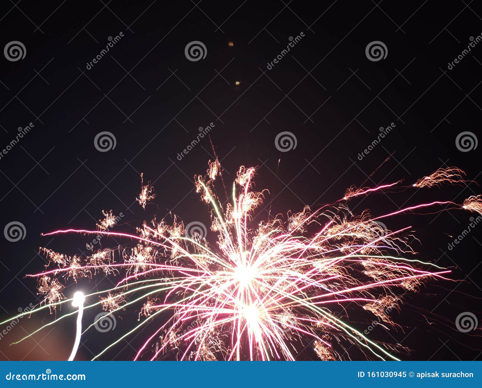 Beautiful Firework in Full Moon Night Stock Image - Image of firework ...