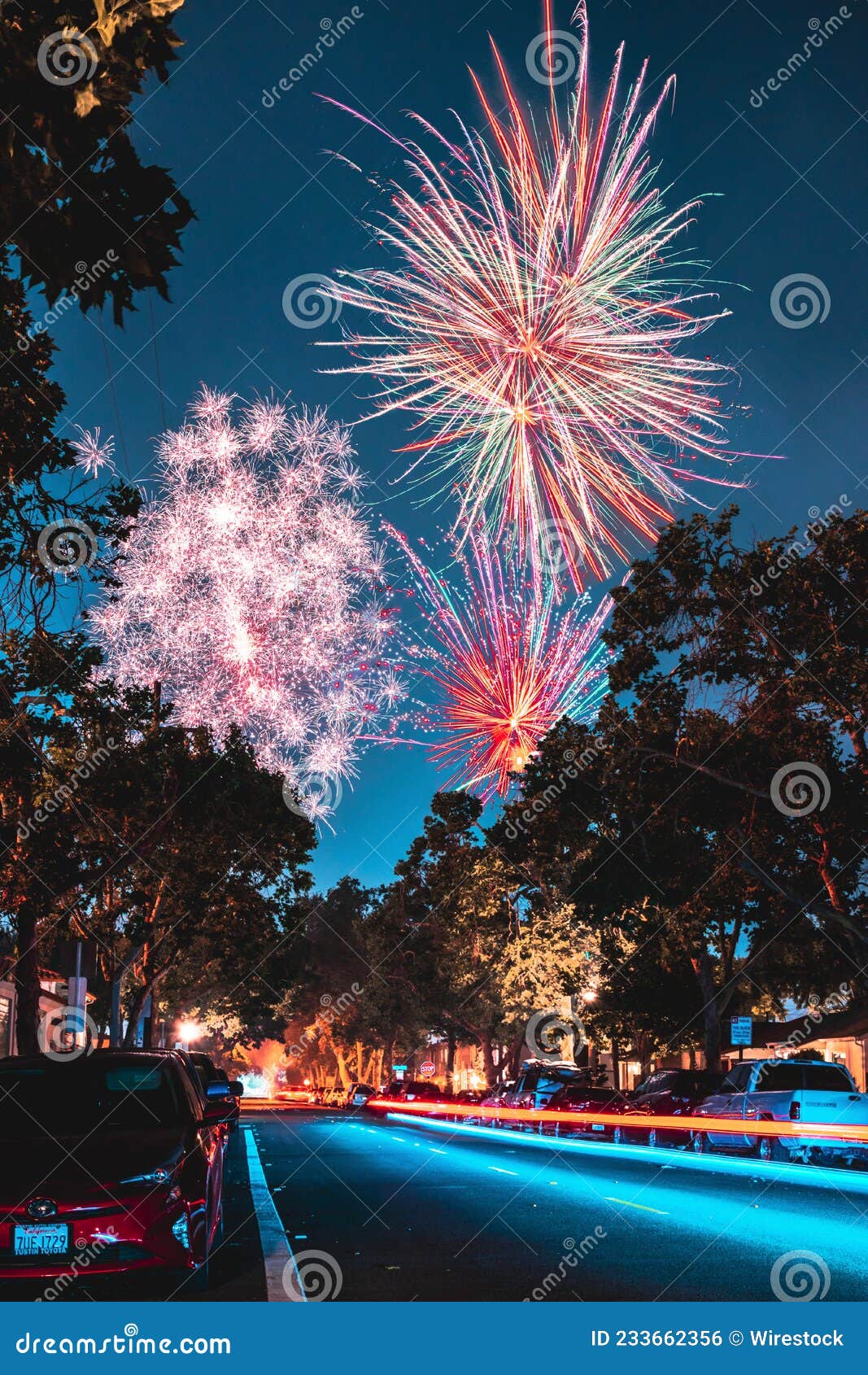 Beautiful Firework from the Road Stock Photo - Image of night, burst ...