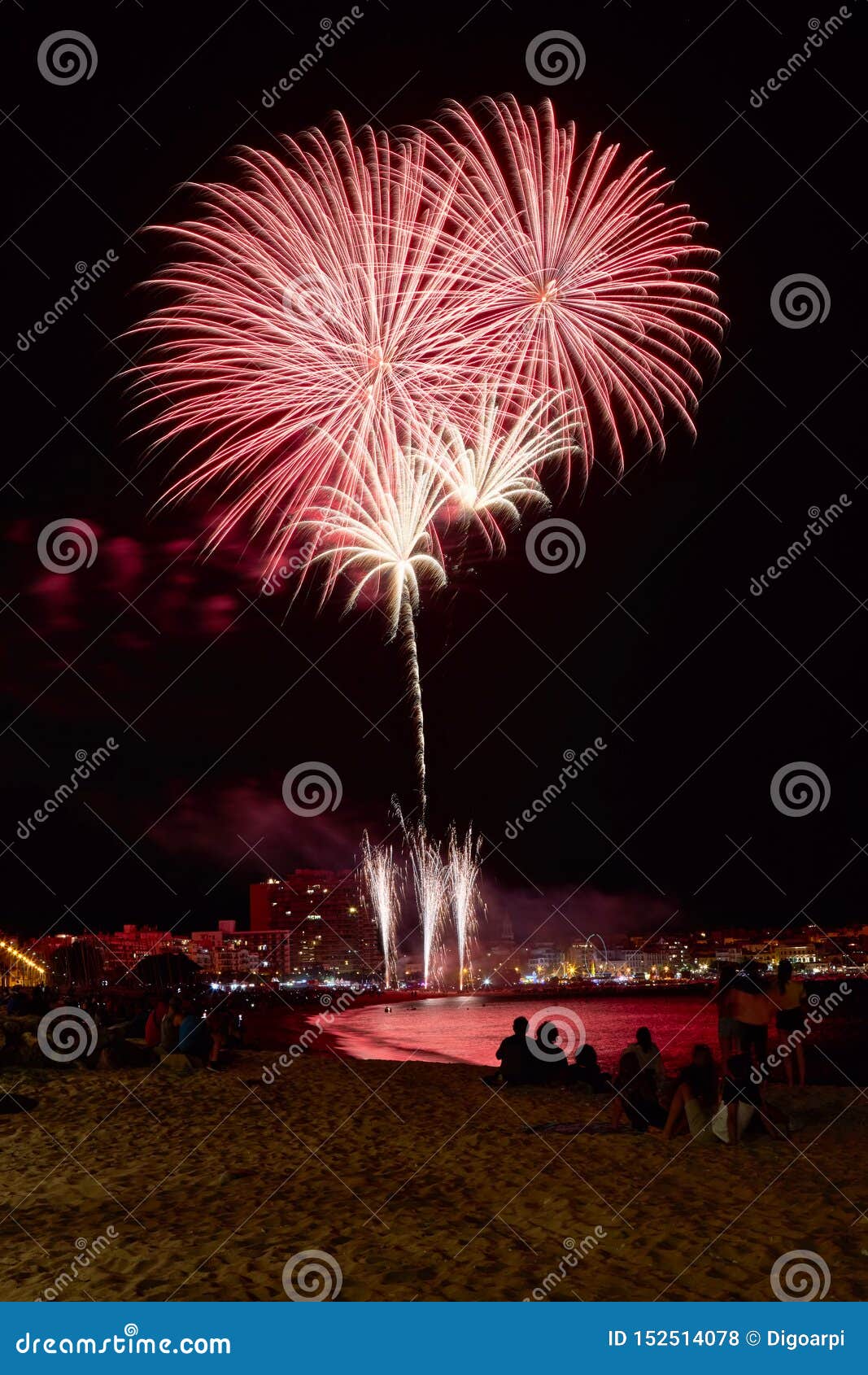 Beautiful Firework in a Small Spanish Town Palamos, Day of Celebrating ...