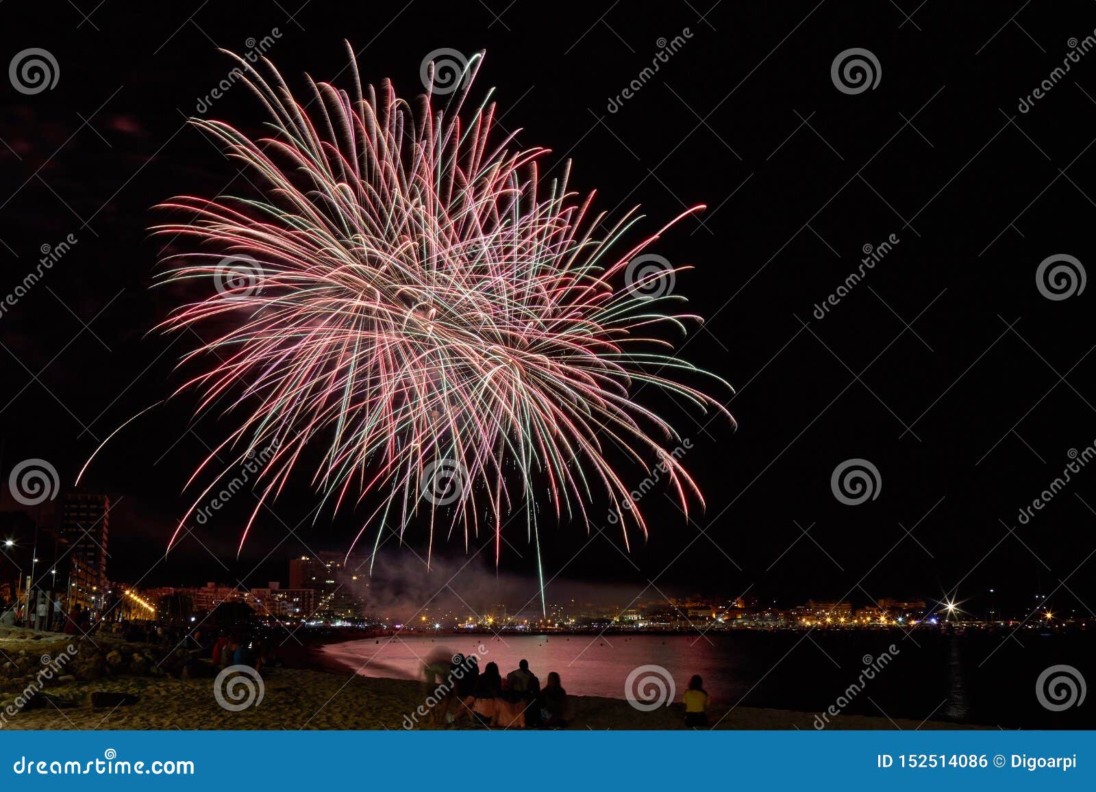 Beautiful Firework in a Small Spanish Town Palamos, Day of Celebrating ...
