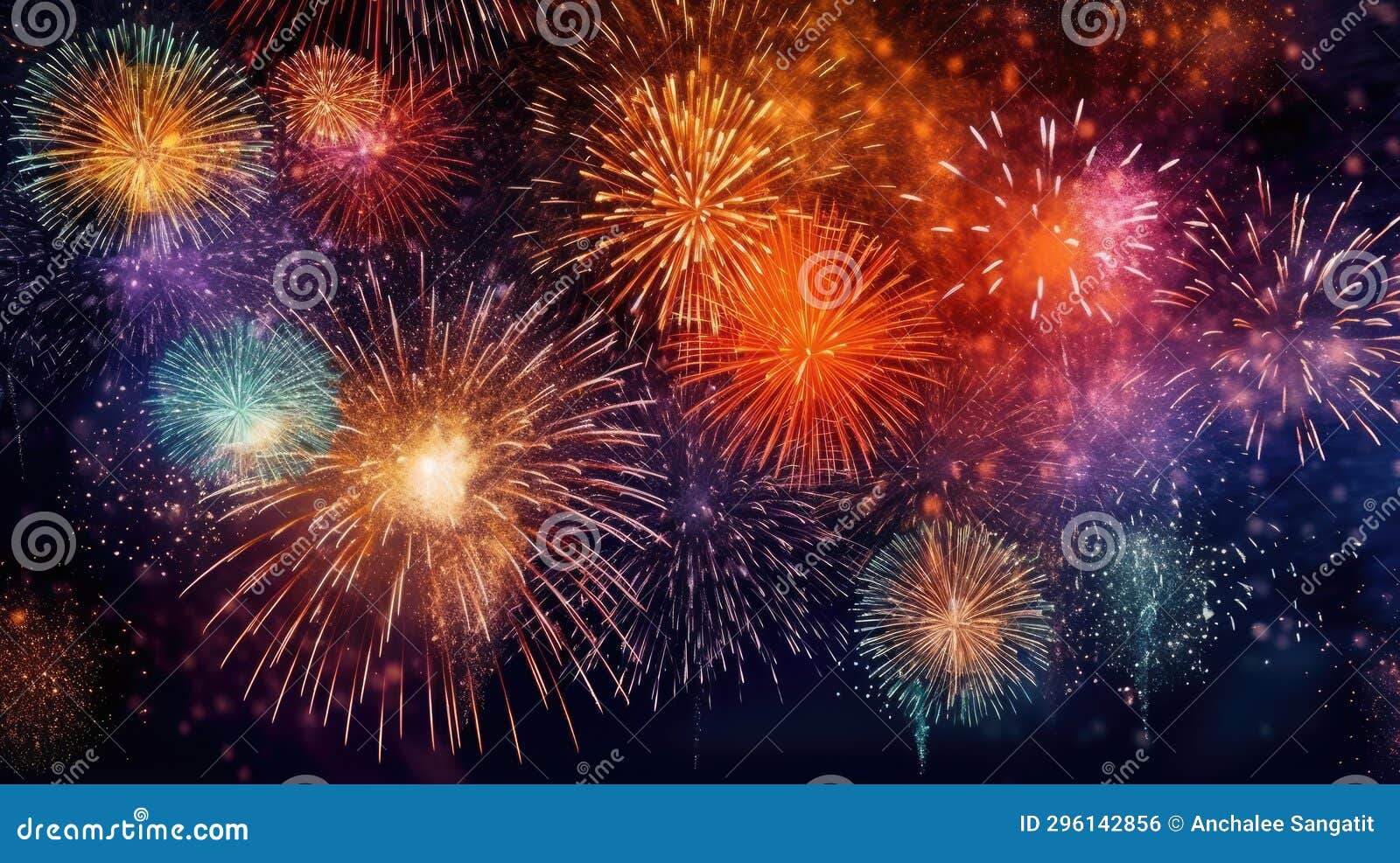 Beautiful Fireworks Backdrop at Night. for New Year S Decorations Stock ...