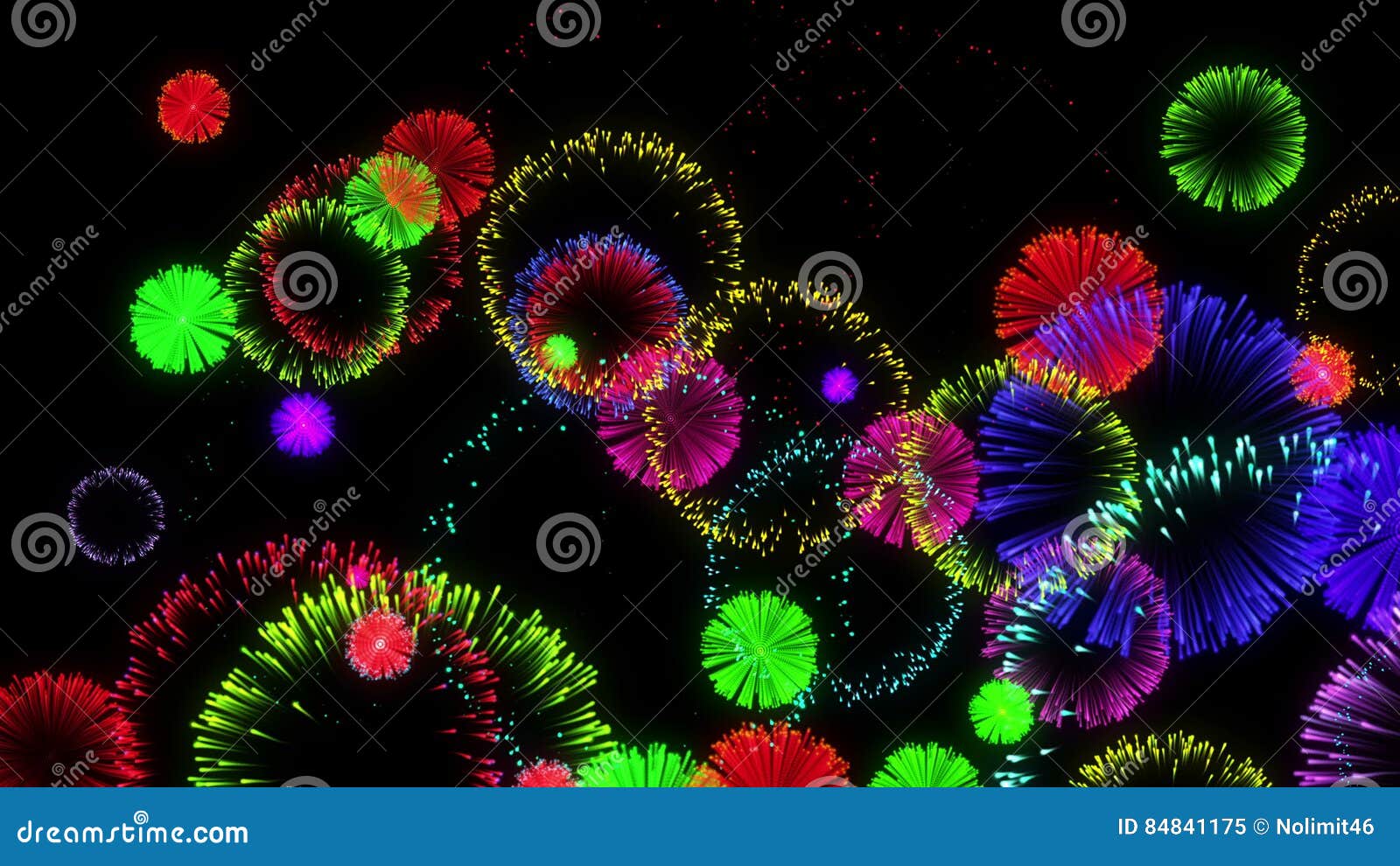 Beautiful Fireworks. Computer Generated Seamless Loop Christmas ...