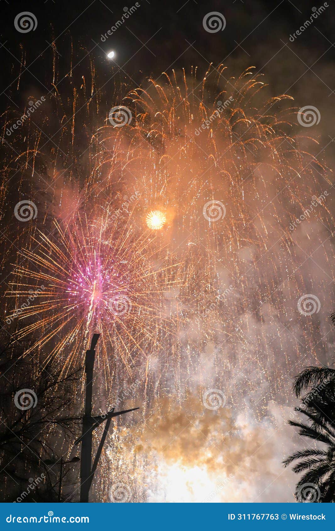 Fireworks of Different Colors and Shapes Exploding during Valencia ...