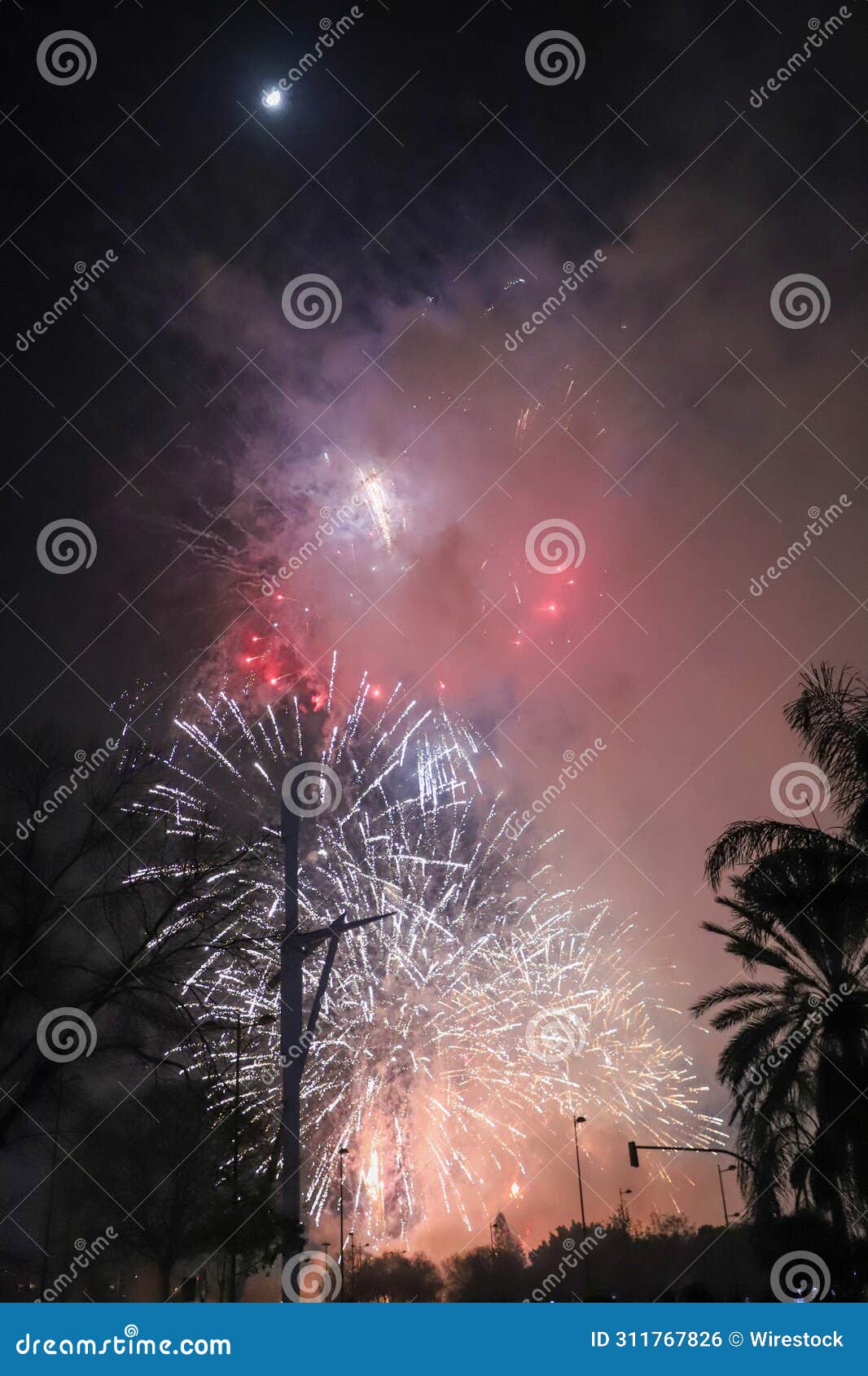 Fireworks of Different Colors and Shapes Exploding during Valencia ...