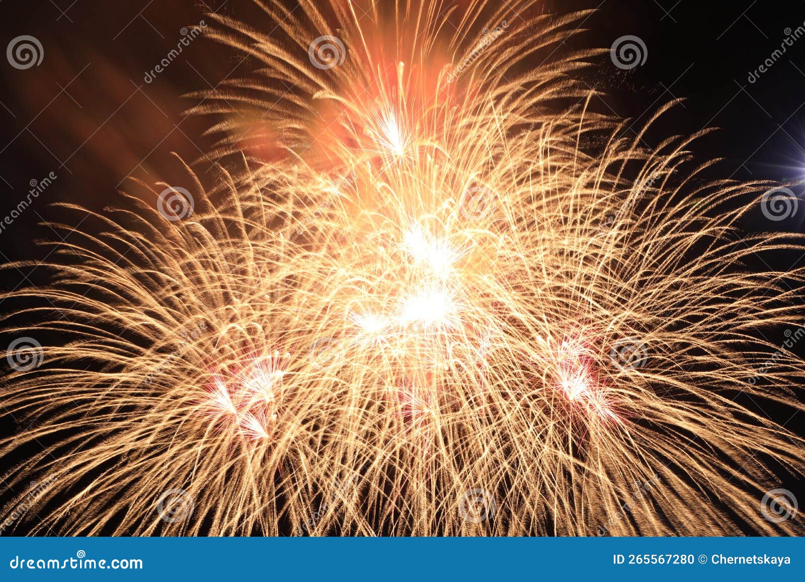 Beautiful Fireworks Lighting Up Night Sky Outdoors Stock Photo - Image ...