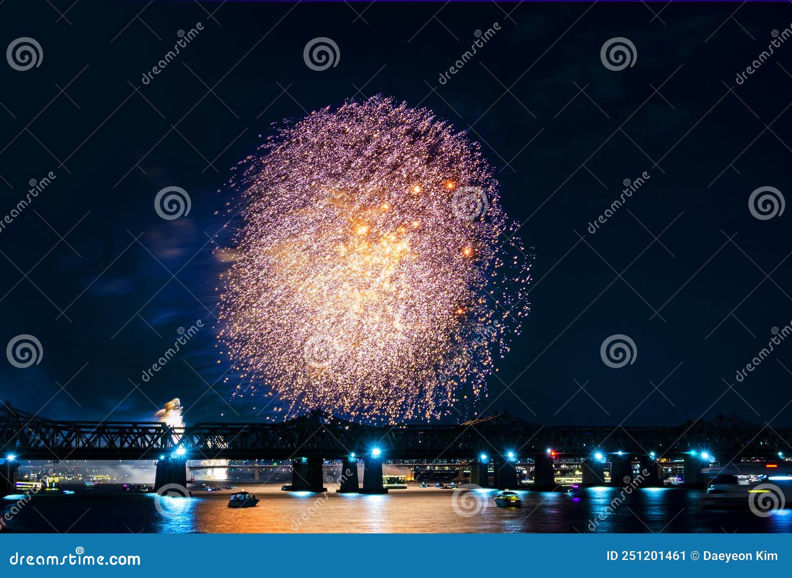 Beautiful Fireworks Lit Up the Sky Stock Image - Image of architecture ...