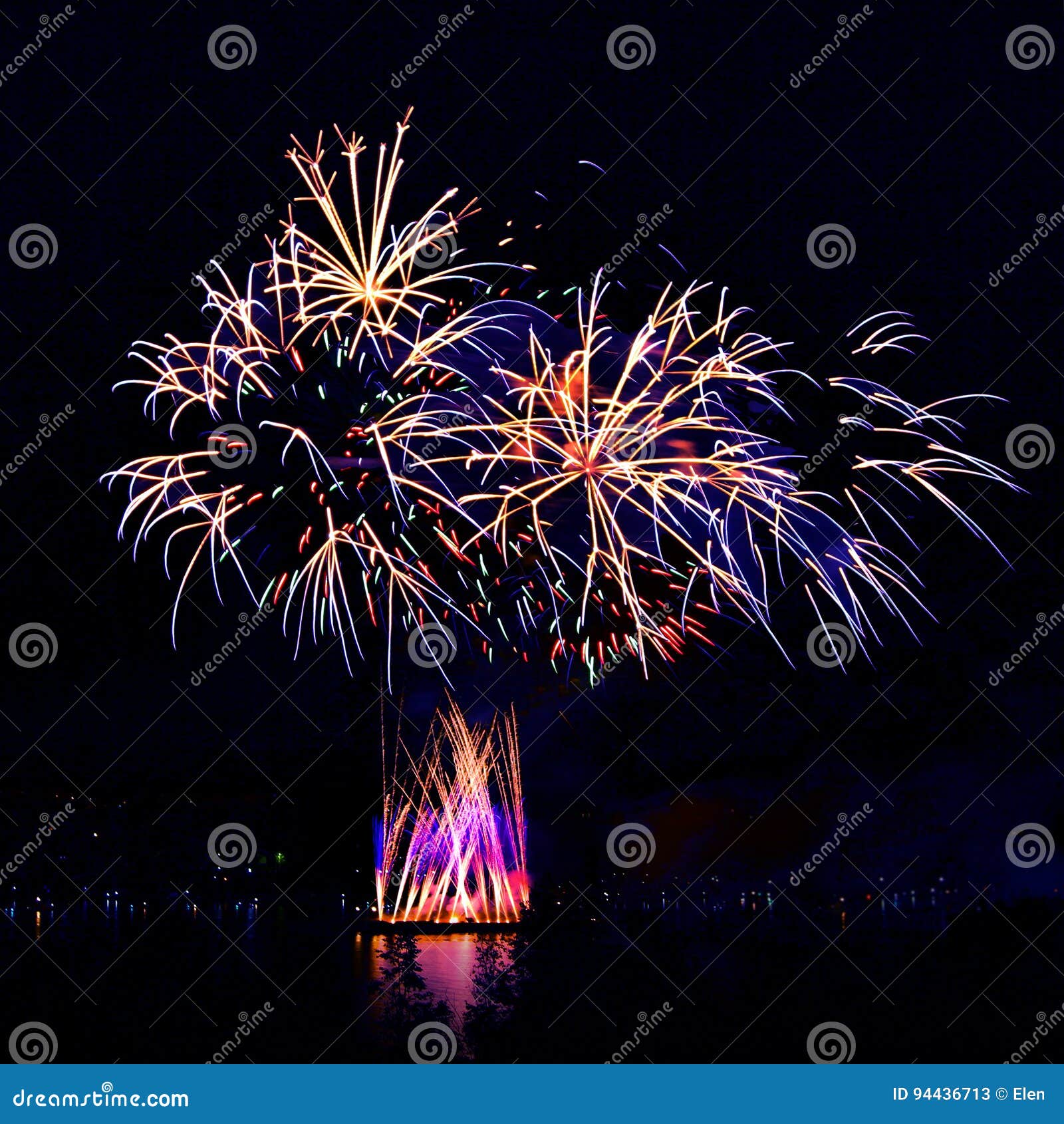 Beautiful Fireworks in a Night Skies Stock Image - Image of heaven ...