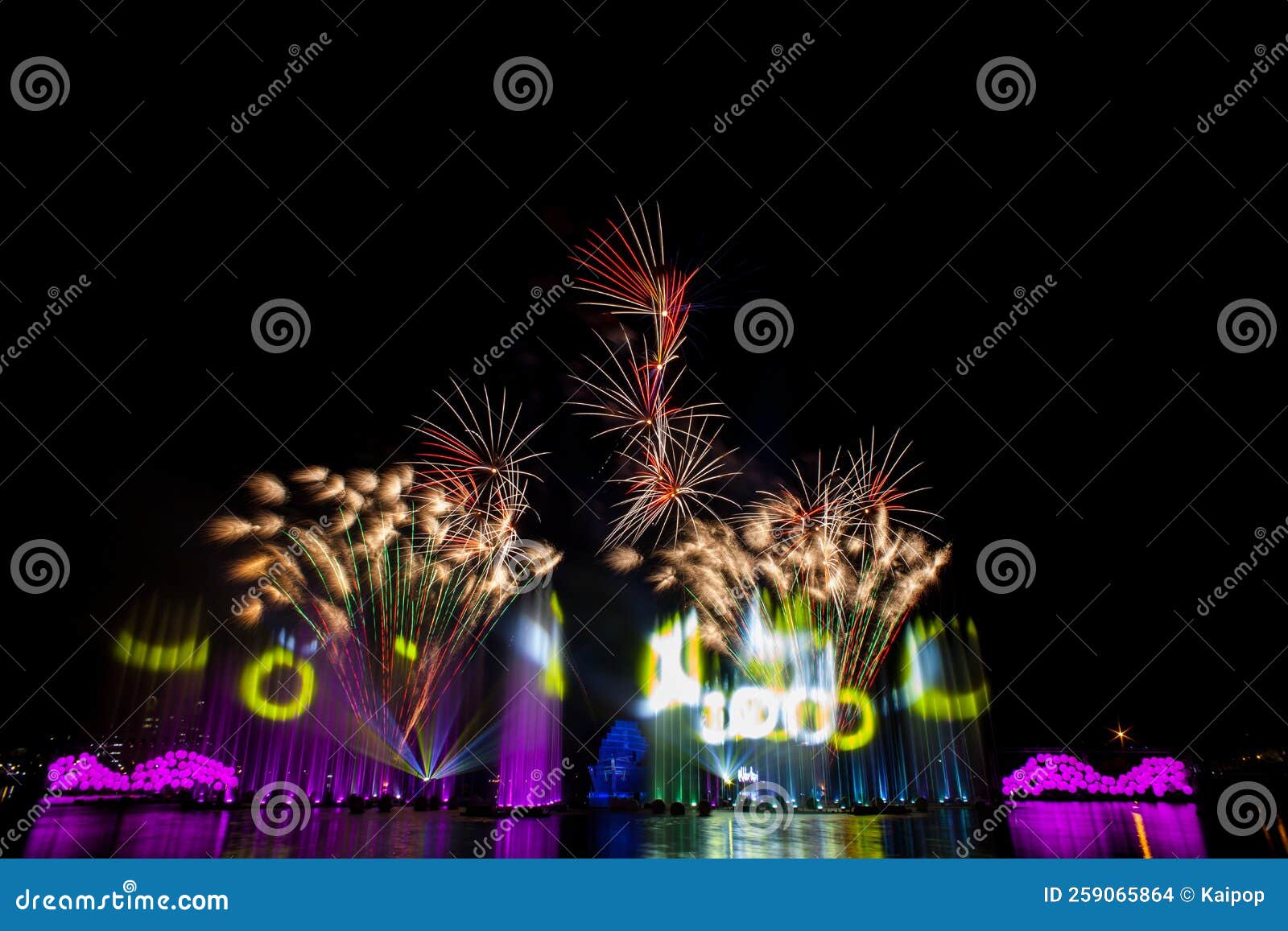 Beautiful Fireworks in the Night Sky Stock Photo - Image of anniversary ...