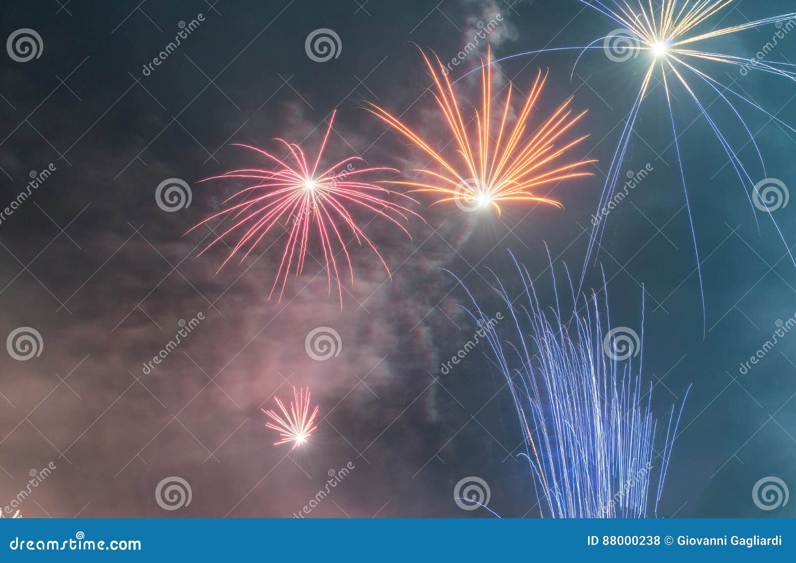 Beautiful Fireworks in the Sky at Night Stock Photo - Image of show ...