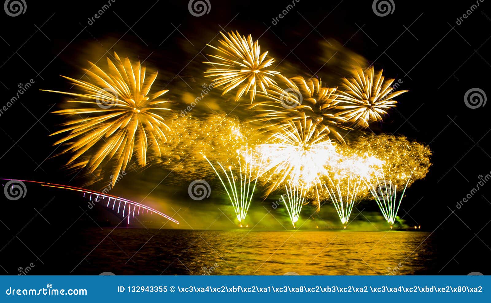 Fireworks under sea stock image. Image of year, festive - 132943355