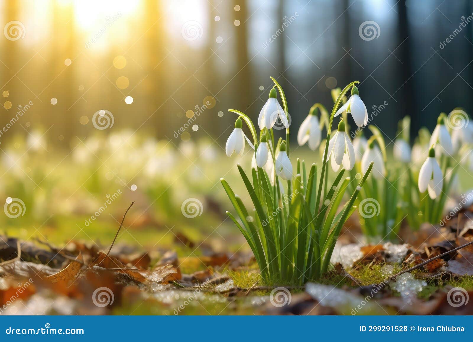 Beautiful First Flowers Snowdrops in Spring Forest Stock Illustration ...