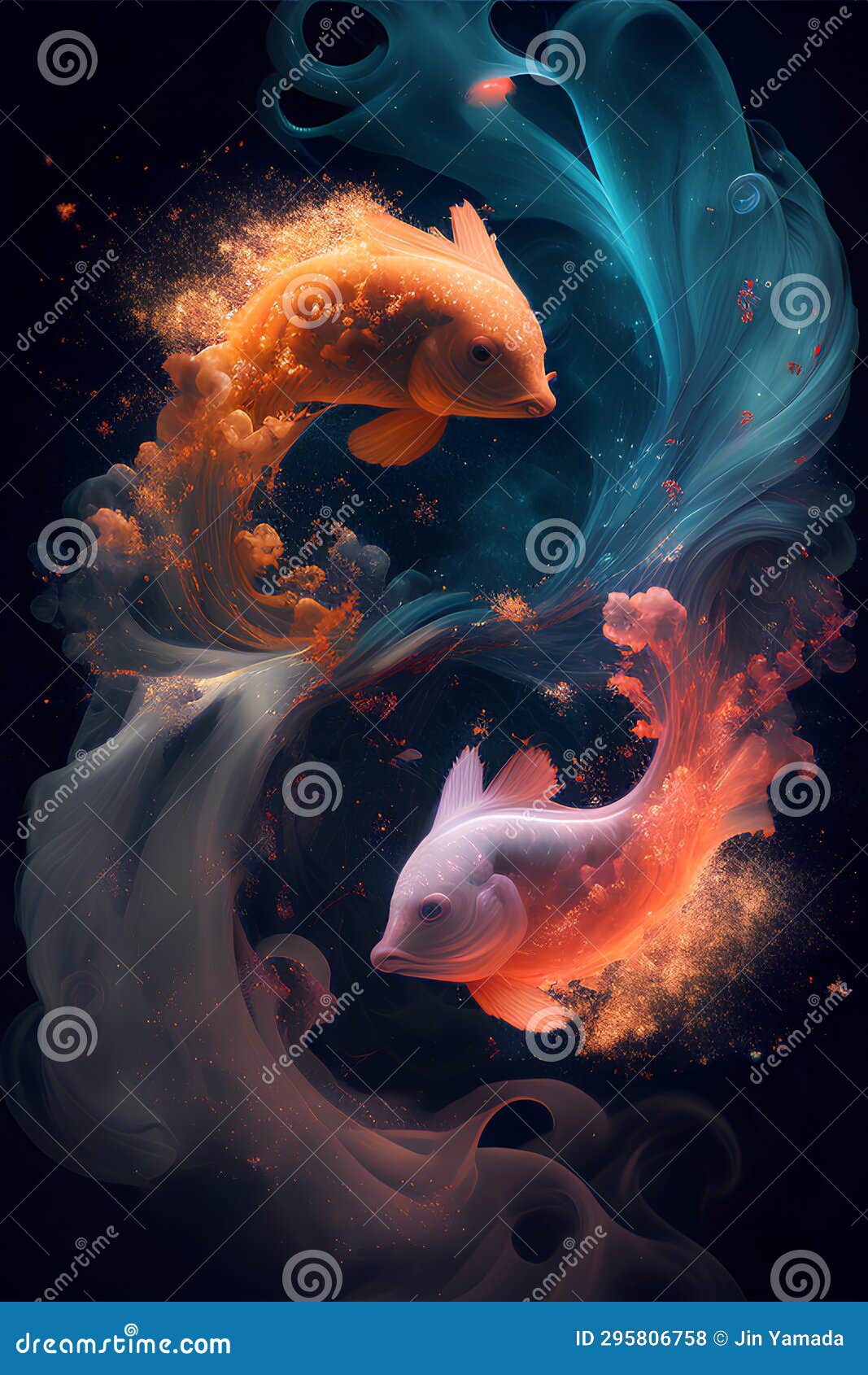 Beautiful Fish in the Water, Abstract Background. Vector Illustration ...
