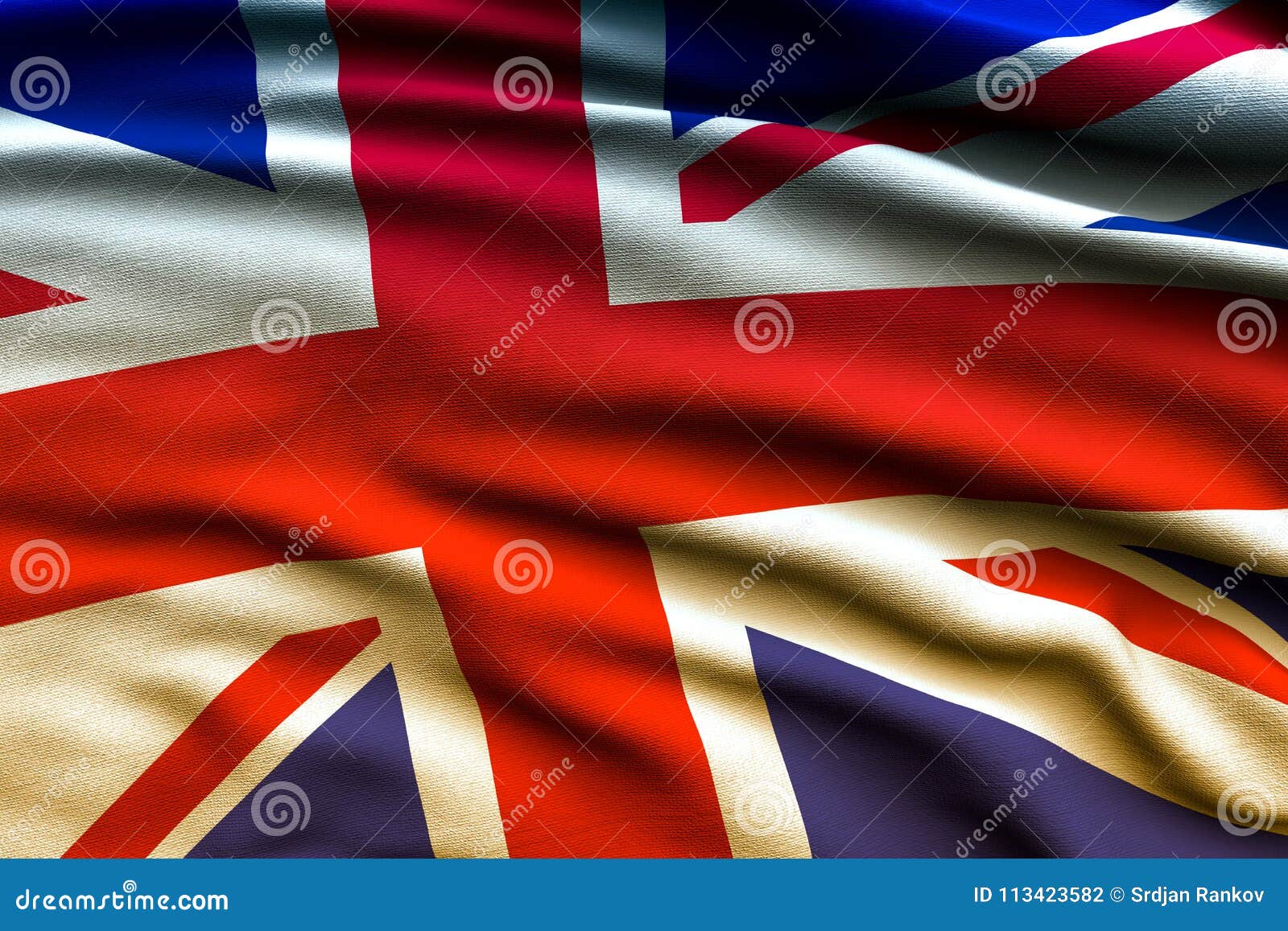 Beautiful Flag of the UK Waving in the Wind Stock Illustration ...