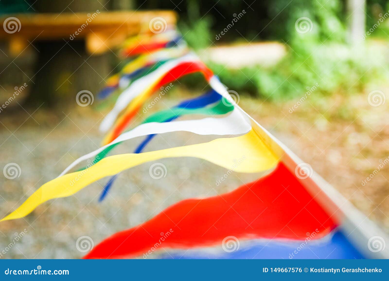 Beautiful Flags on a Rope in a Park on the Nature Stock Photo - Image ...